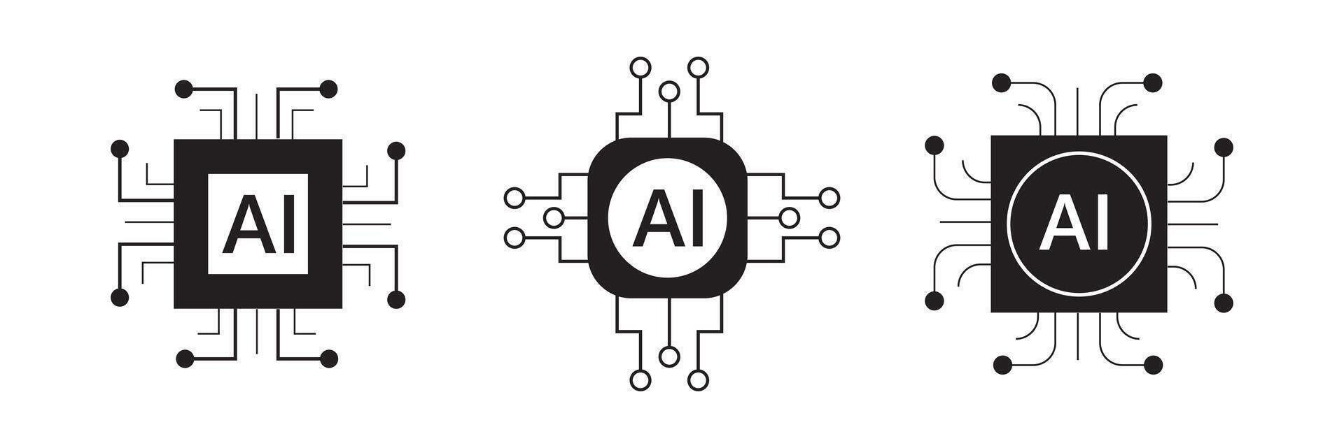Artificial intelligence AI processor chip icon symbol set. 60464454 Vector Art at Vecteezy