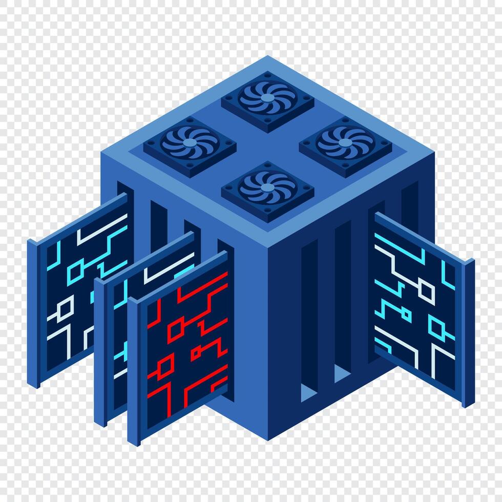 Isometric Futuristic Server Isometric Database Or Data Center Abstract Blockchain Computer