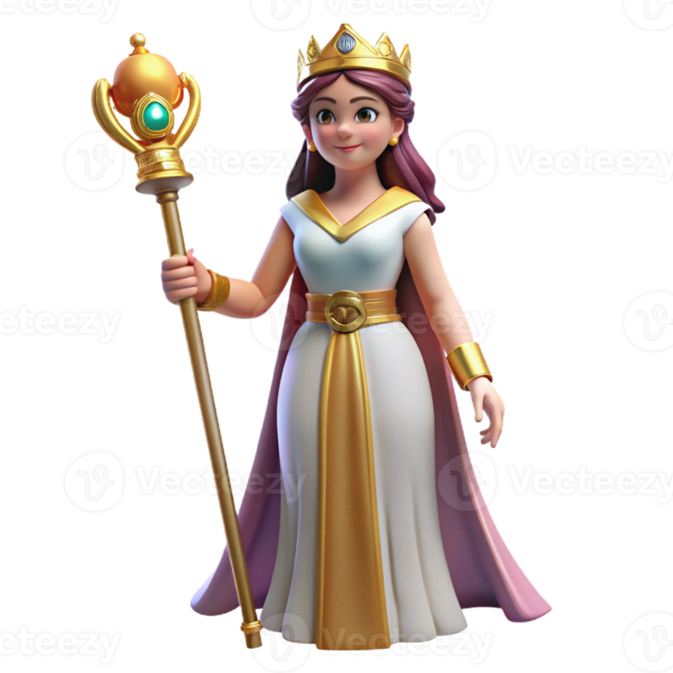 iconic geometric Hera, Queen of the Gods, regal pose, holding scepter, with Transparent ...