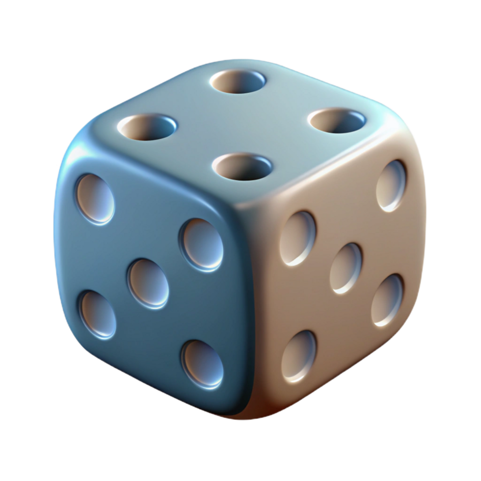 iconic creative Isolated cutout, single dice, six face showing, photorealistic render, ultra ...