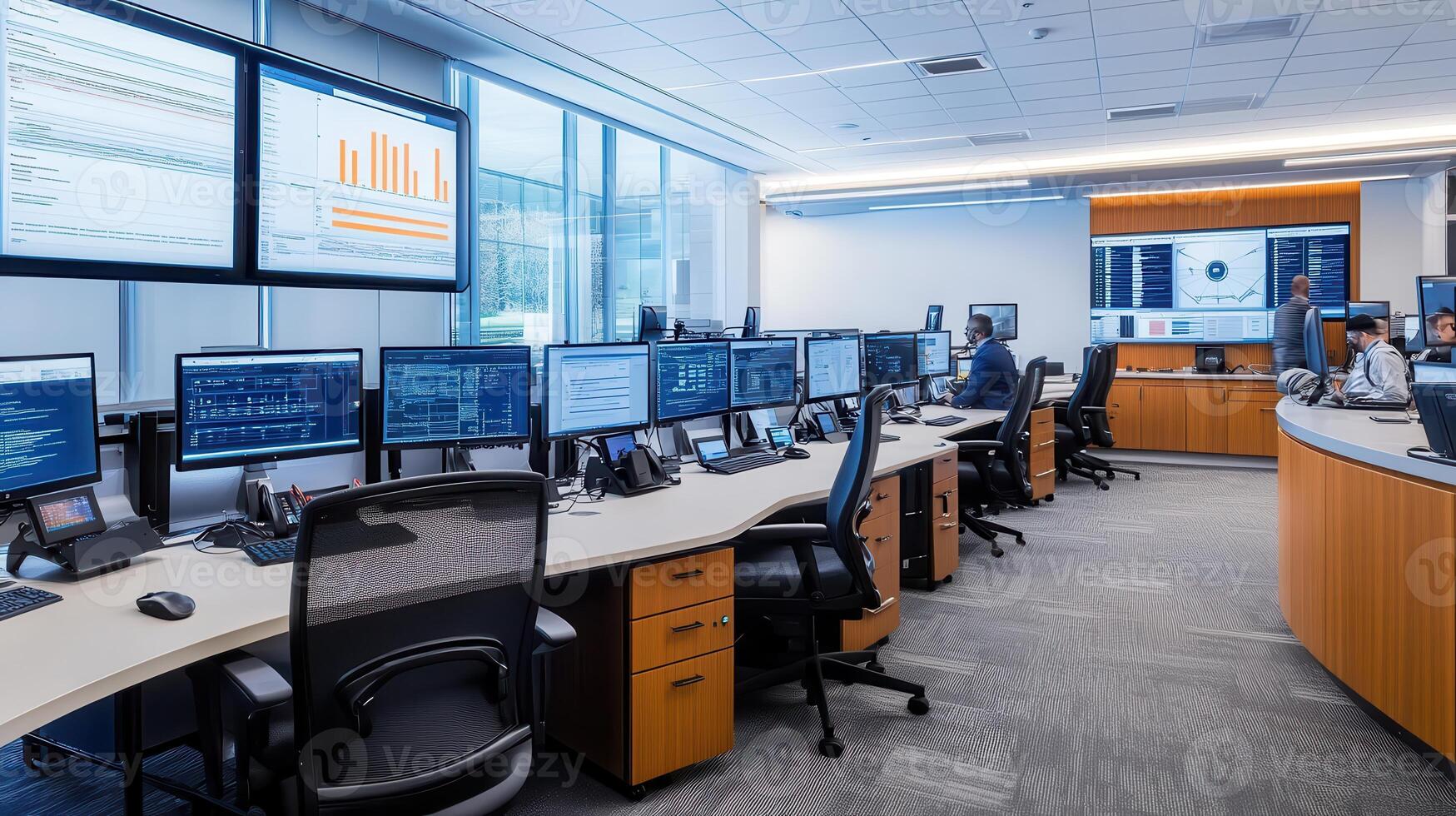 A modern control room with multiple screens displaying data and analytics 60504921 Stock Photo ...