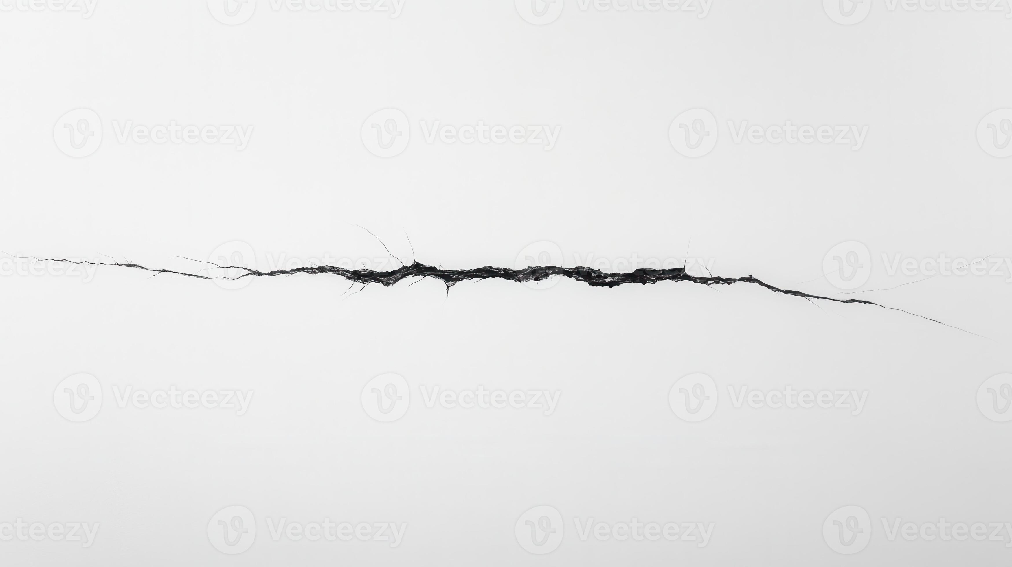 A thin, jagged black line on a white background, suggesting a crack or tear 60506857 Stock Photo ...