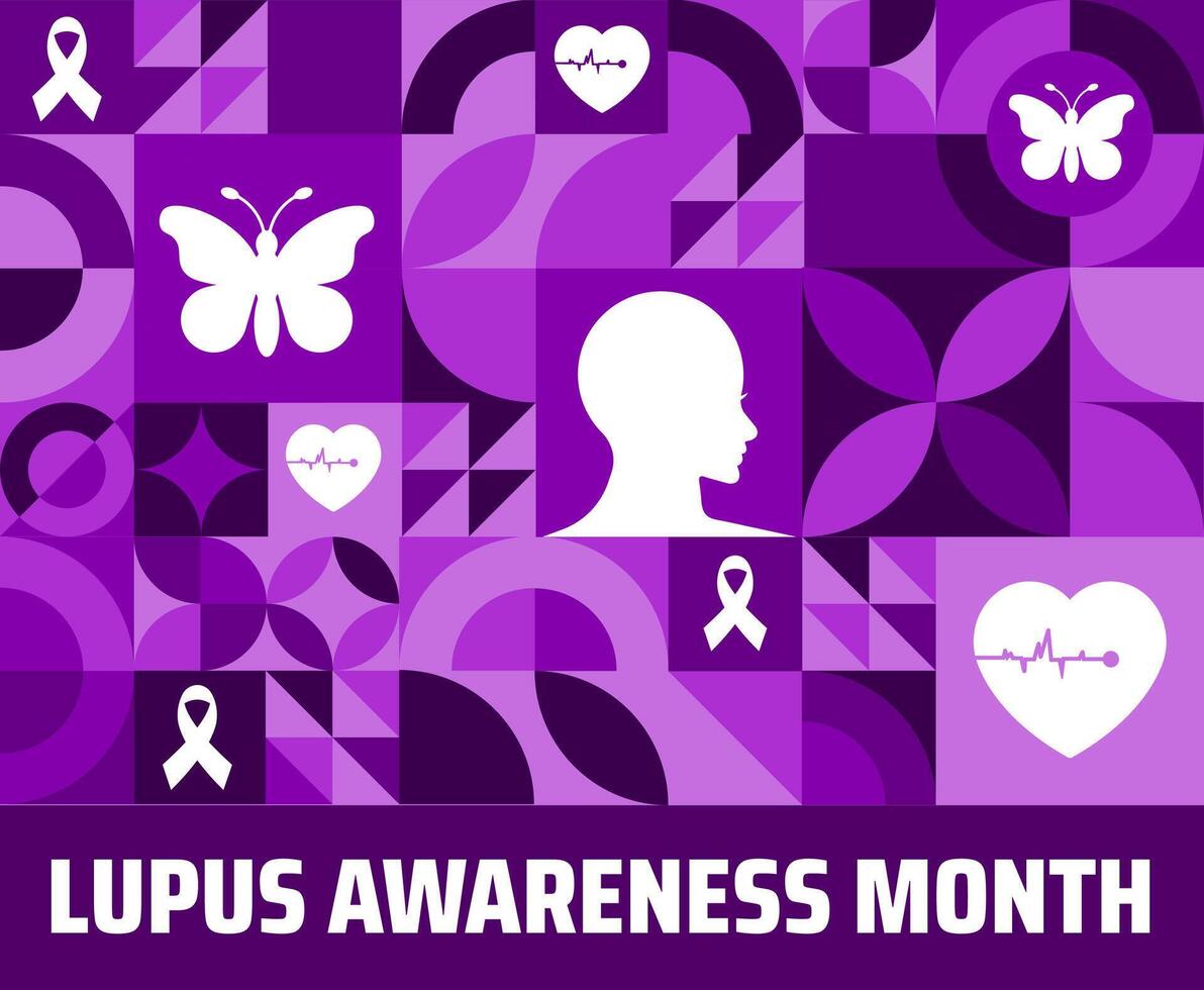 Lupus Awareness Month geometric shape pattern background banner or poster design template ...