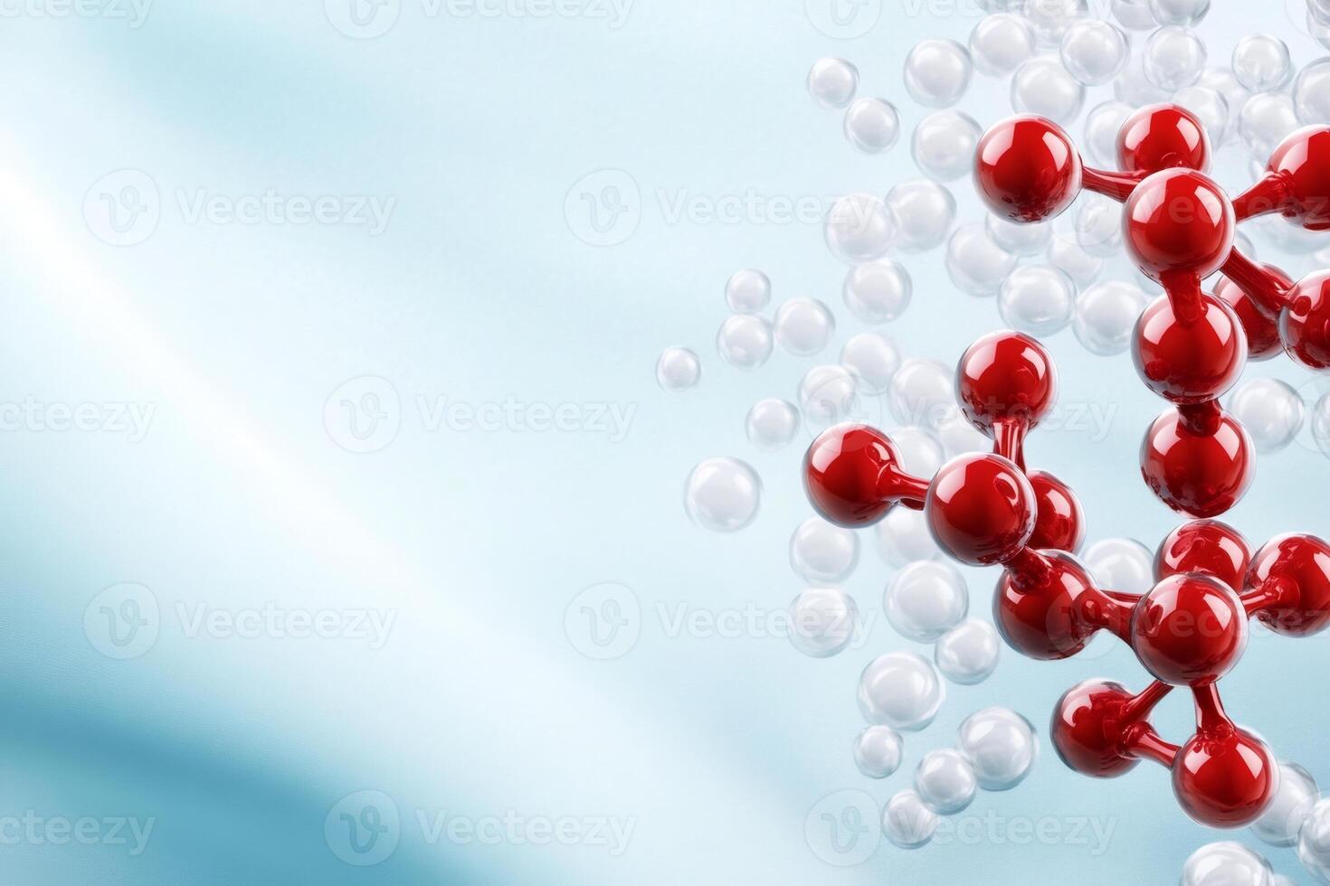 Red Molecules Forming Complex Structure With White Spheres On Light