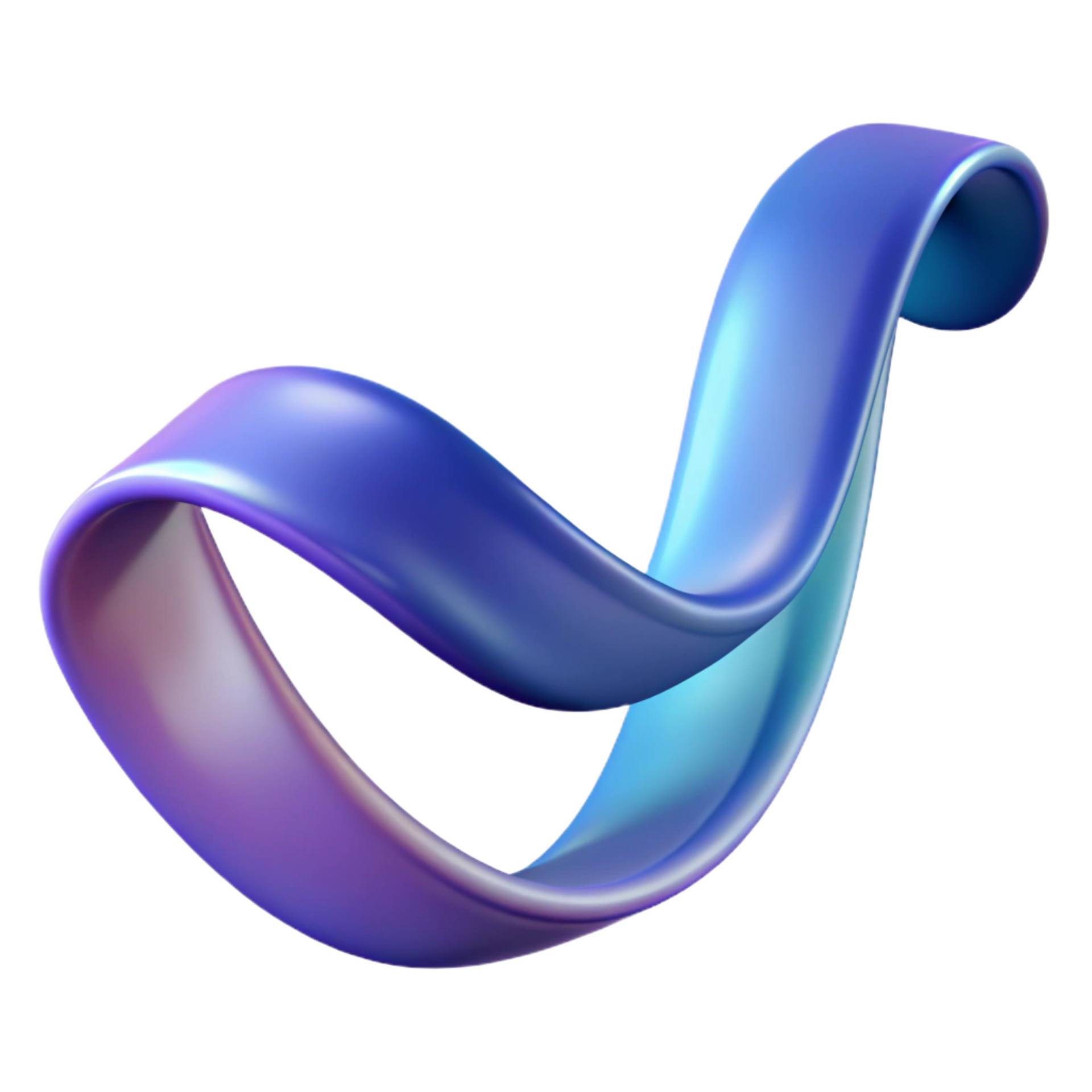 Reflective Glorious Concept Art Style Isolated Cutout Of A Single Abstract Flowing Ribbon Of
