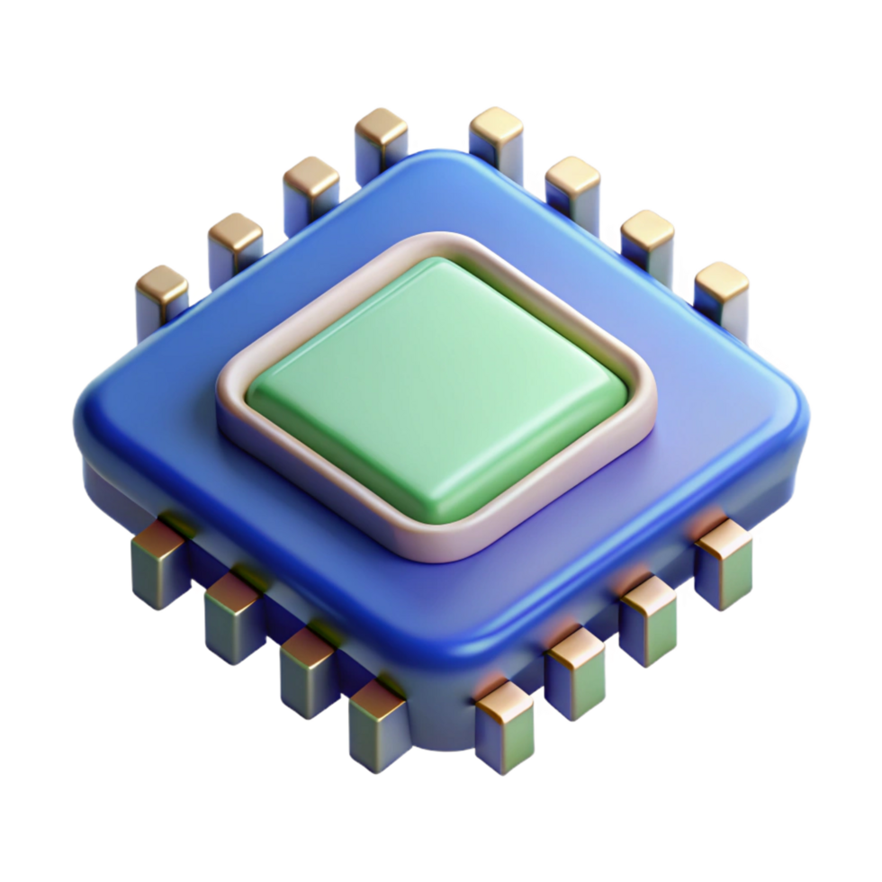 Serene Joyful Impressionist Hyper Specific Isolated Cutout Of A Single Floating Microchip