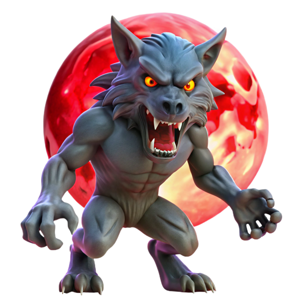 extraordinary artistic A Fierce Werewolf with Glowing Red Eyes high resolution 60554628 PNG