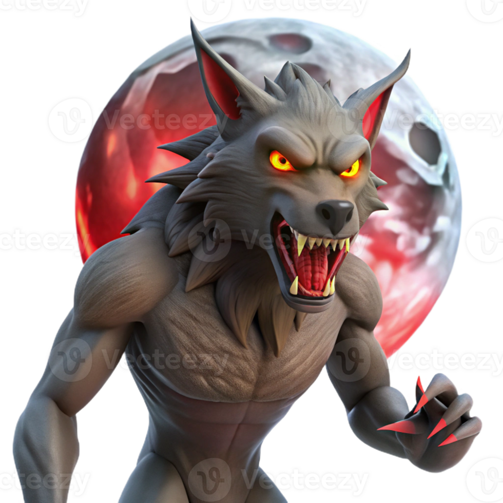 magnificent artistic A Fierce Werewolf with Glowing Red Eyes 4K 60555269 PNG