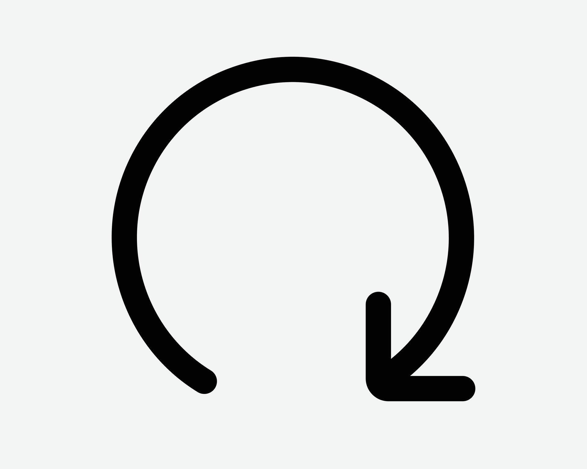 Reset Round Arrow Icon Cycle Recycle Black White Outline Line Sign Symbol Reser Repeat Reload