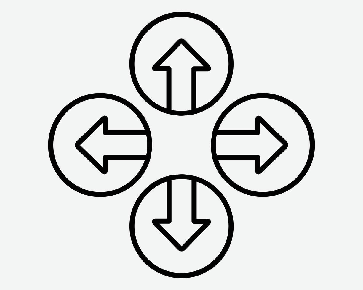 Up Down Left Right Four Arrows Pointer Point Arrowhead Arrow Outline Line Icon Sign Symbol ...