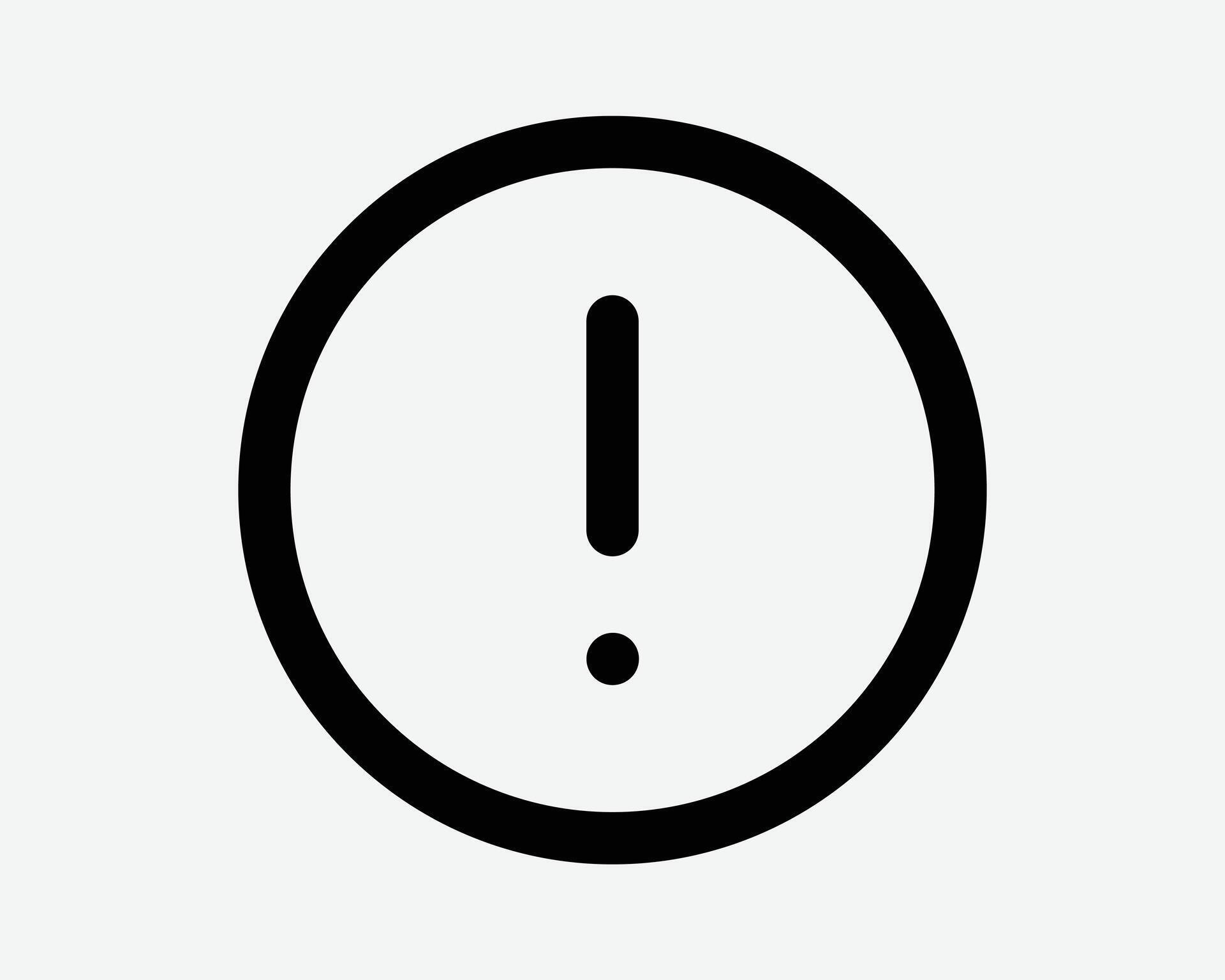 Warning Circle Line Icon Warn Exclamation Mark Round Outline Sign Notice Mark Caution Danger ...