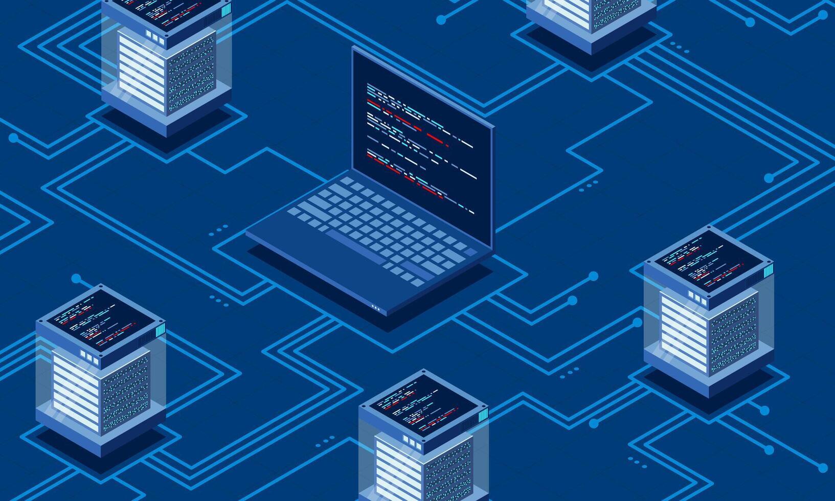 Isometric High Technology Concept Cloud Storage Isometric Illustration Big Data Center With