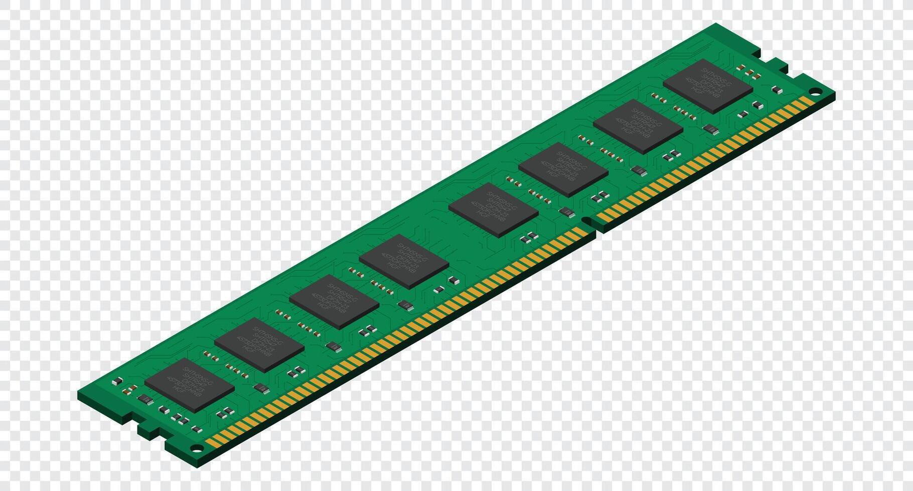 Isometric random access memory. RAM memory realistic 3d isometric. Computer hardware component ...