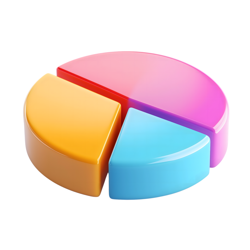 3D Colorful Pie Chart Data Visualization Design Element on Transparent ...