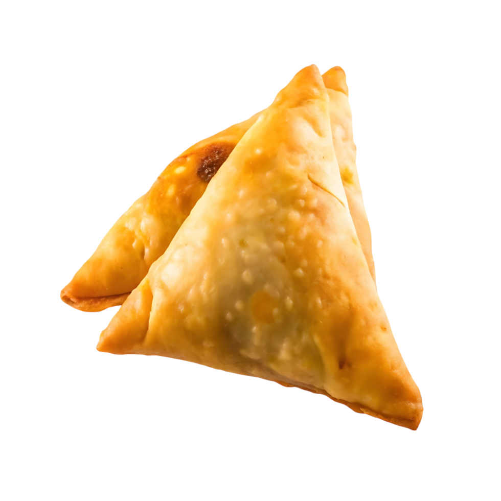 Two Delicious Golden Brown Fried Samosas Isolated on transparent ...