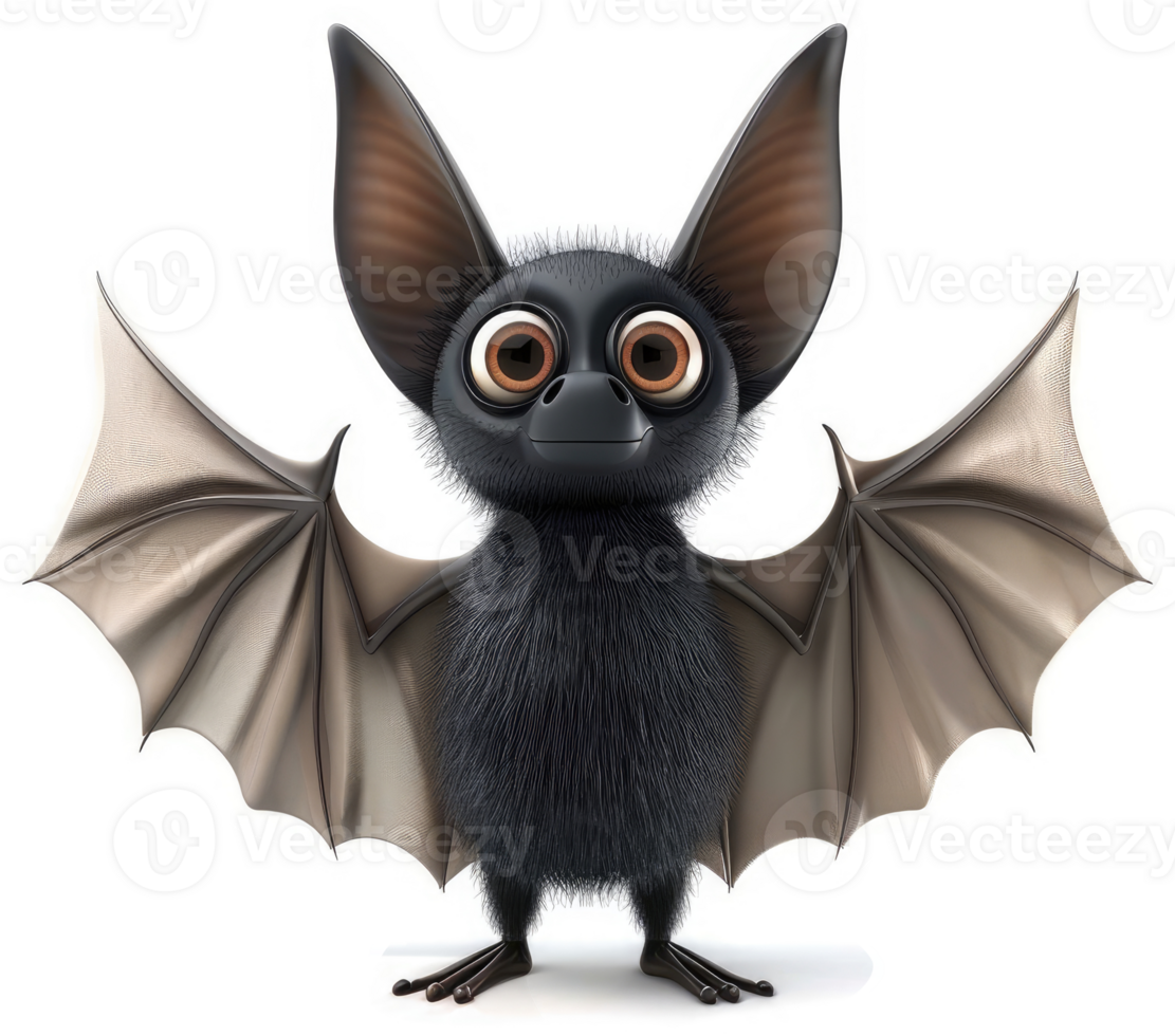 Cartoon bat character with large, spread wings. 60583708 PNG