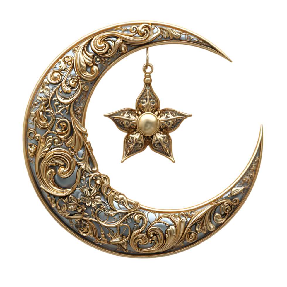 Ornate Gold Crescent Moon Star Ornament Islamic Decor 60597461 PNG Ornate Gold Crescent Moon Star Ornament Islamic Decor 60597461 PNG