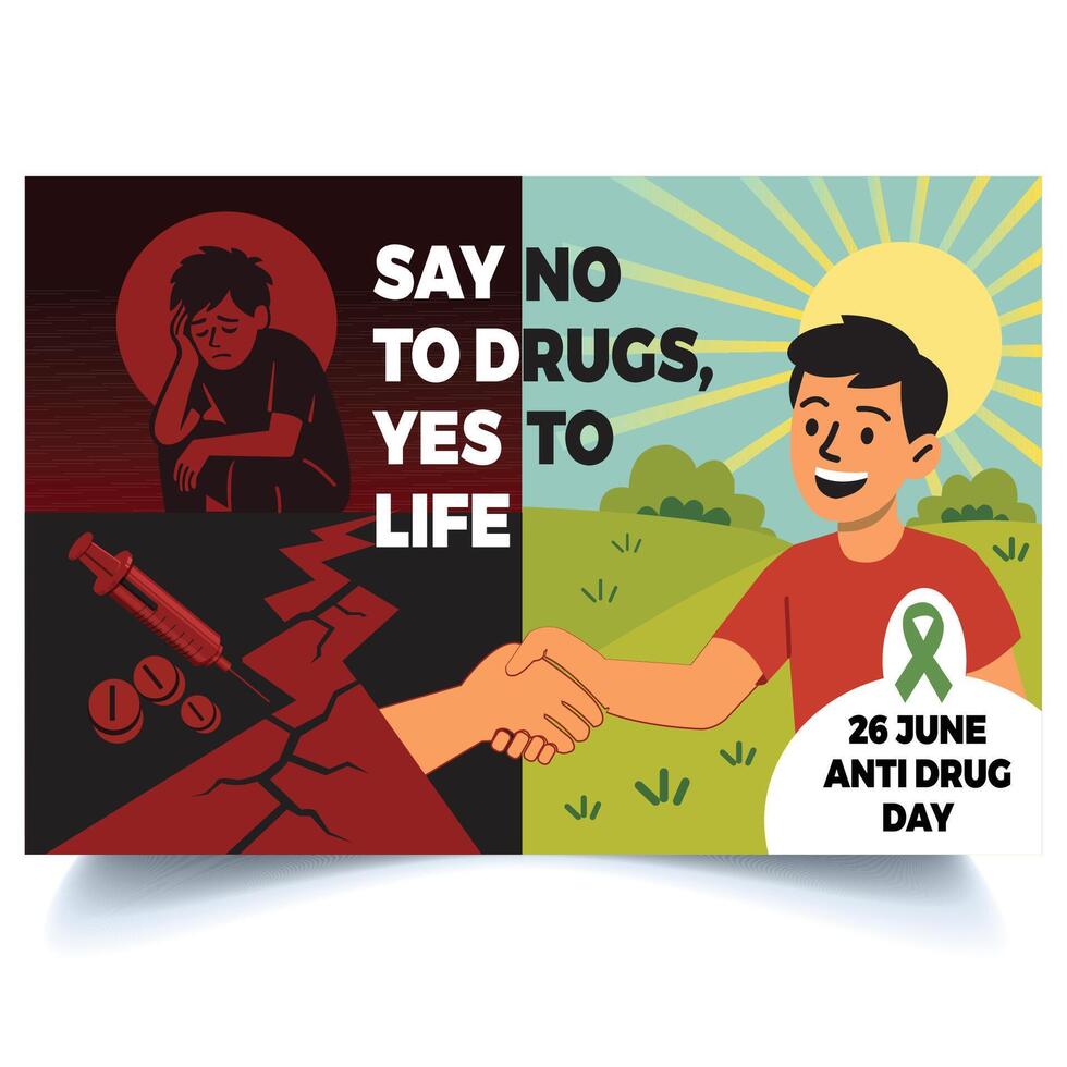 Say no to Drugs Yes to life. 26th June World Drug day banner art social post design 60615433 ...