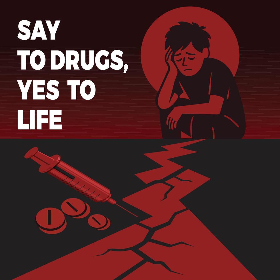 Say no to Drugs Yes to life. 26th June World Drug day banner art 60615436 Vector Art at Vecteezy