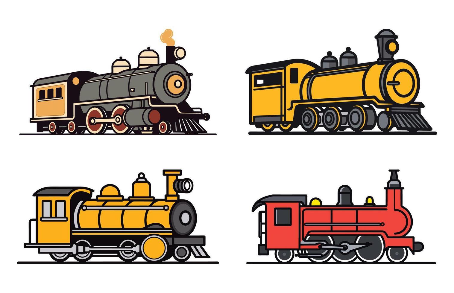 Locomotive Steam Train Clipart illustration Bundle 60615729 Vector Art at Vecteezy