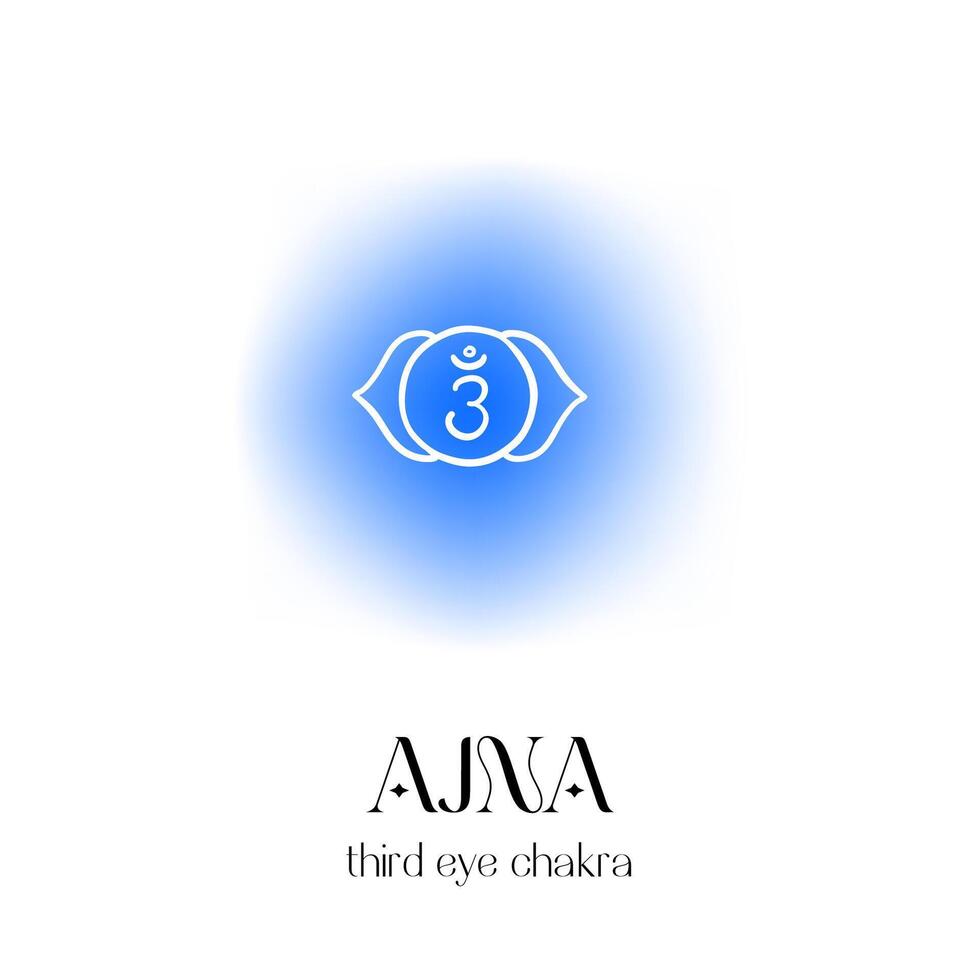 Ajna third eye chakra symbol in blue aura 60625816 Vector Art at Vecteezy