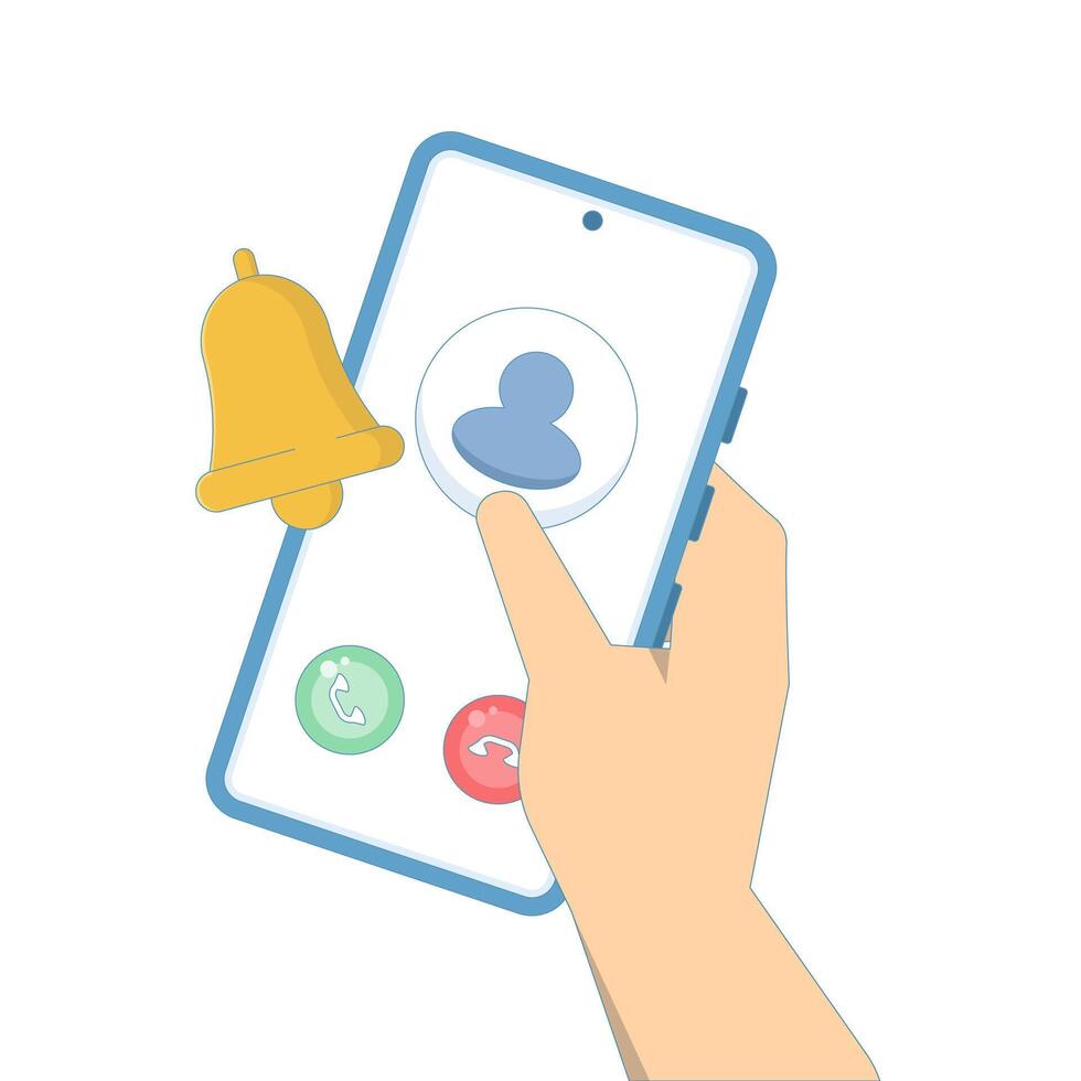 incoming call notification concept. smartphone with screen showing ...