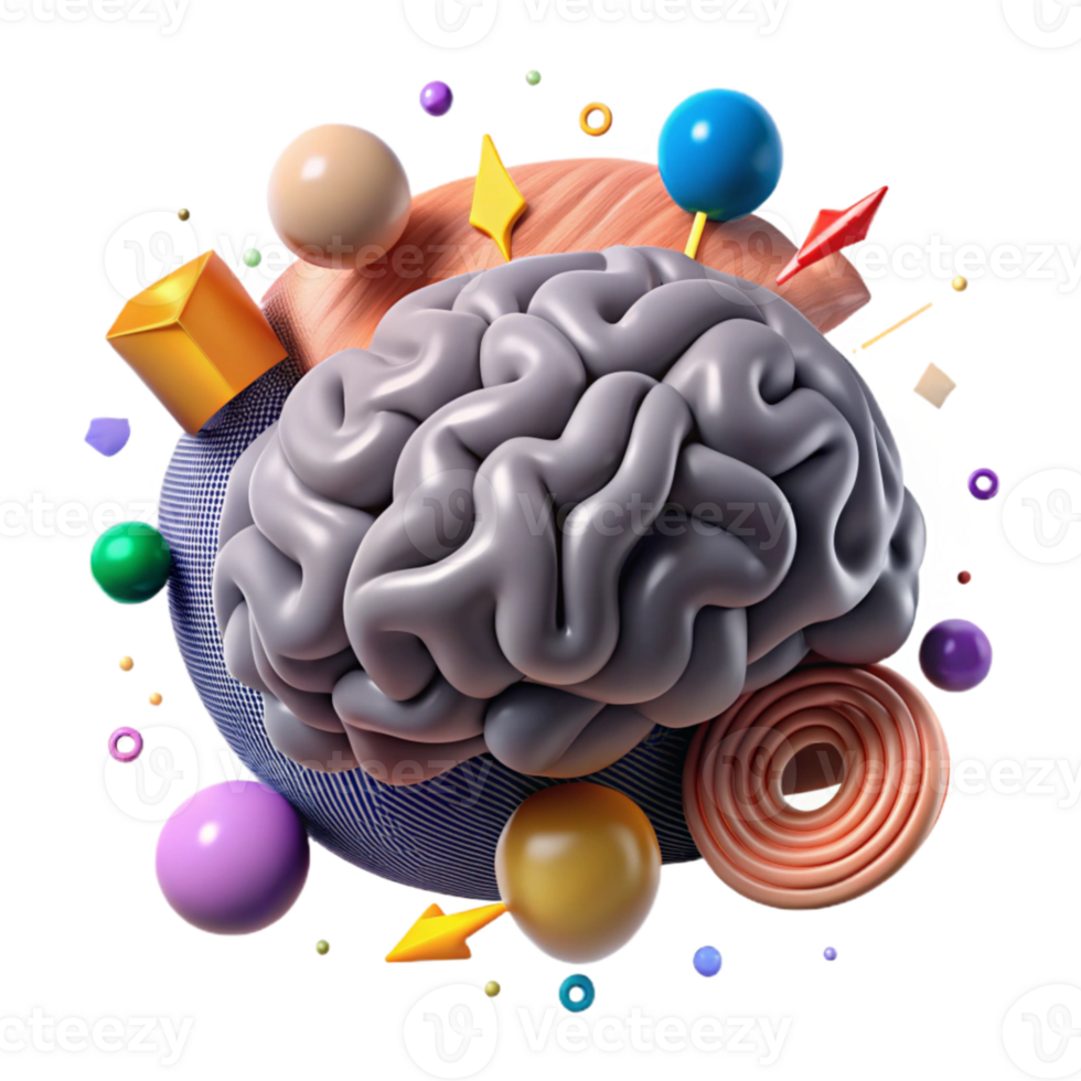 Serene Artistic Brain With Highlighted Areas Cutout High Resolution