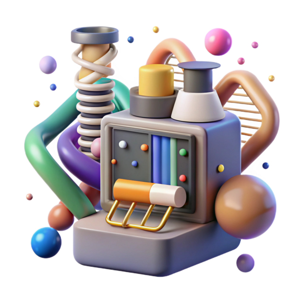 Beautiful Rustic Dna Sequencing Machine Operation Illustration Isolated