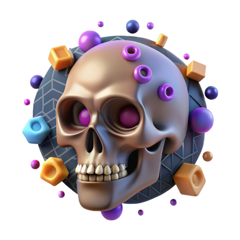 Serene Abstract Binary Code Forming A Skull Isolated Element High