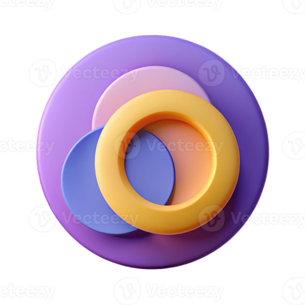 Gorgeous Sought After Group Of Three Circles Varying Sizes Overlapping Flat Color Crisp