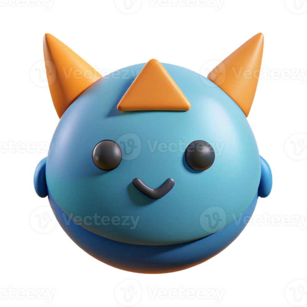 Spectacular Avant Garde Circular Character With Two Small Triangular Ears Crisp Edges Minimal