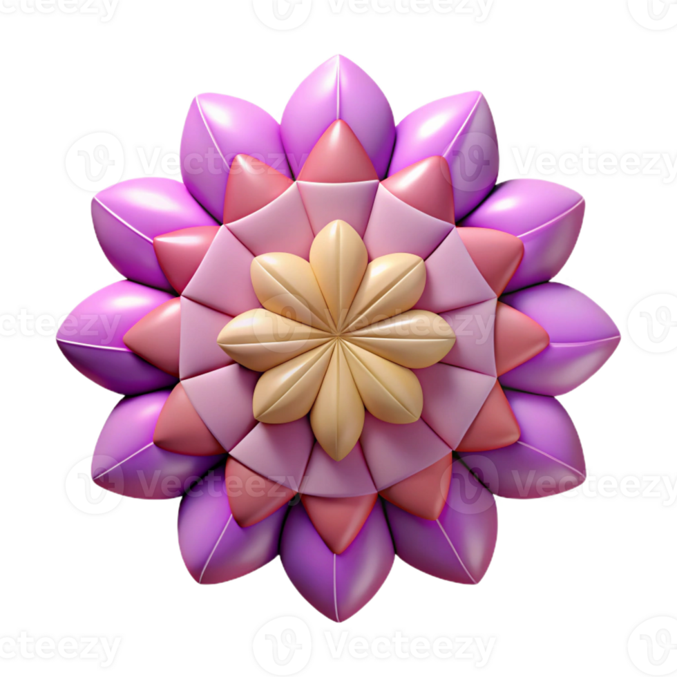 Iconic Artistic Geometric Flower Pattern Symmetrical Flat Color Crisp Edges With Scalable