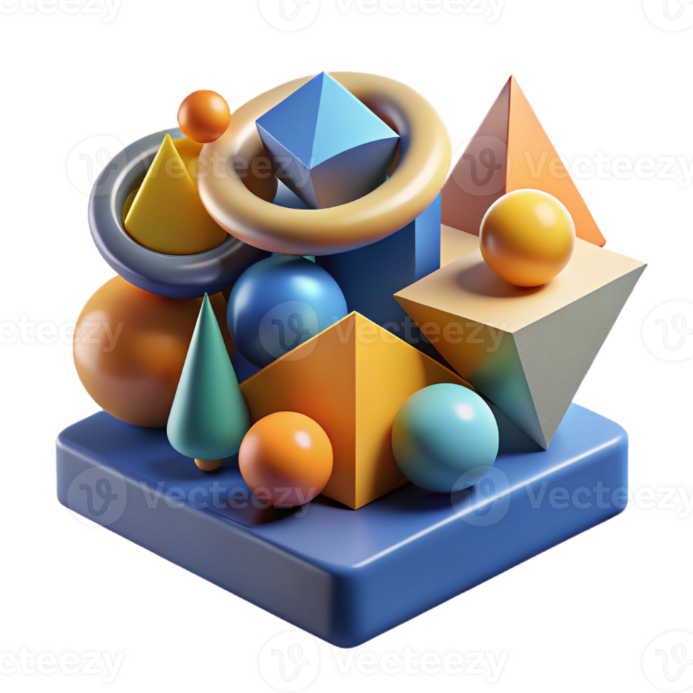 Rare Nordic Abstract Composition Of Geometric Shapes Clean Lines Flat Color With Scalable