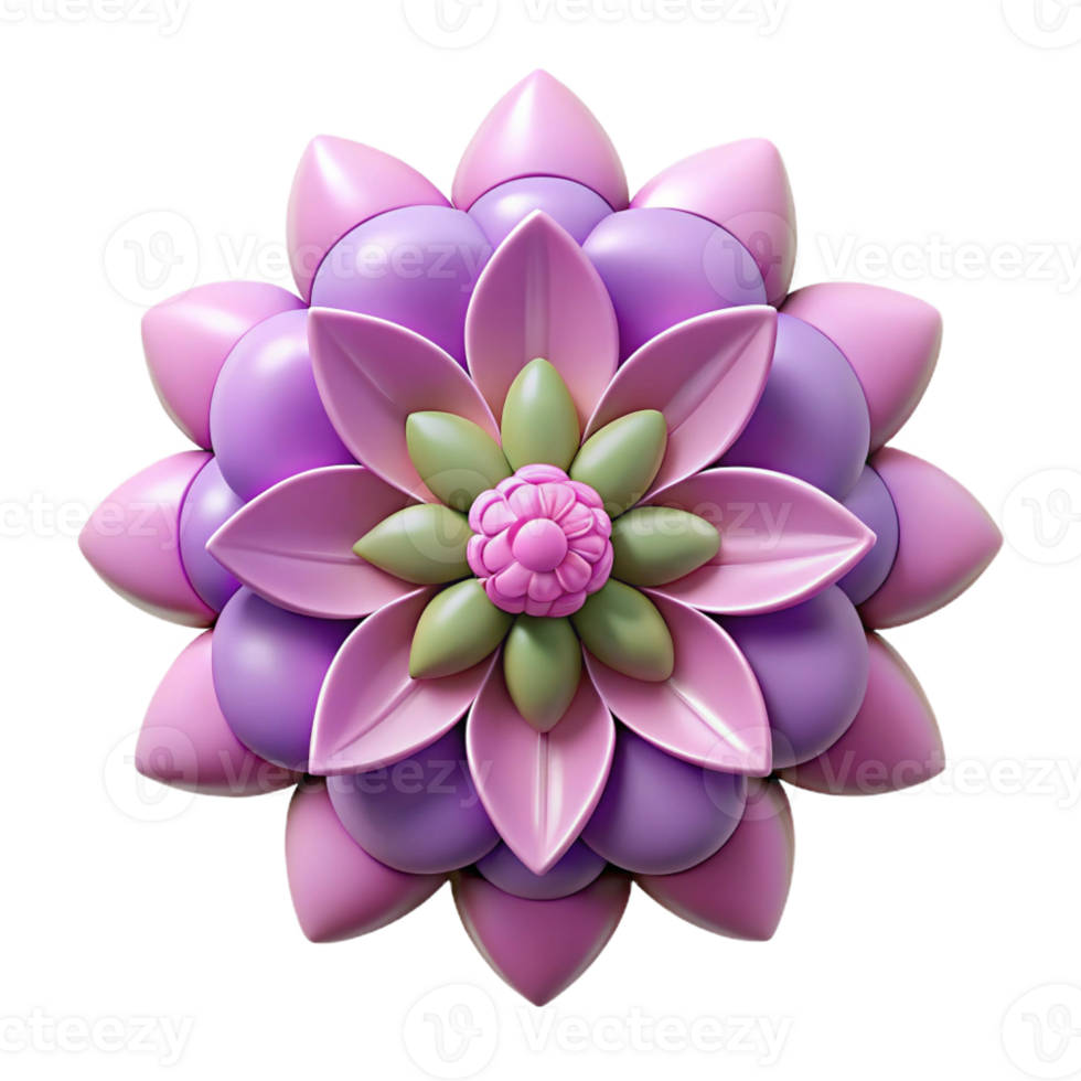 Iconic Abstract Symmetrical Floral Design With Clean Lines Flat Color Minimal Design With