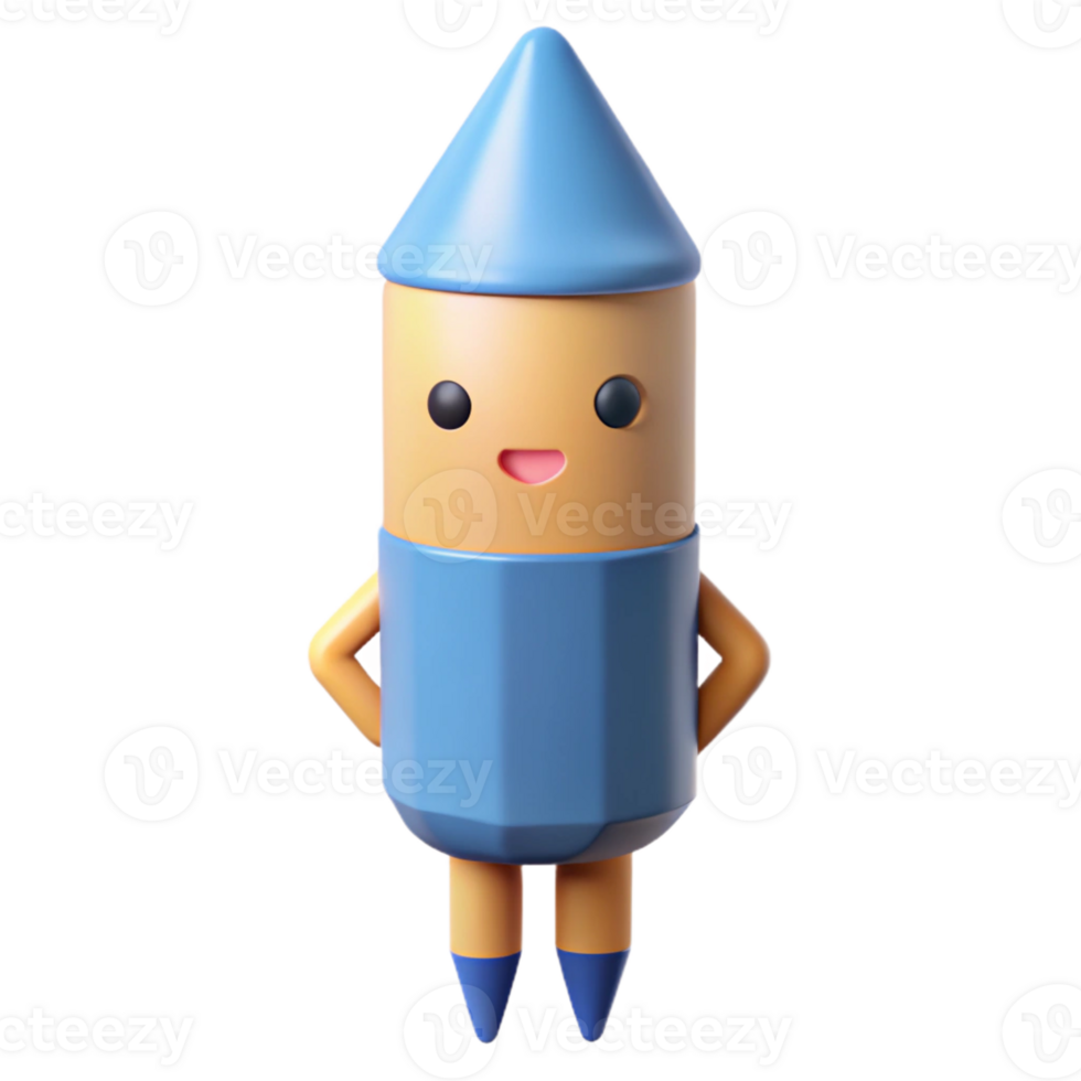 Immaculate Remarkable Simple Pencil Character With A Pointed Tip Flat Color Crisp Edges With