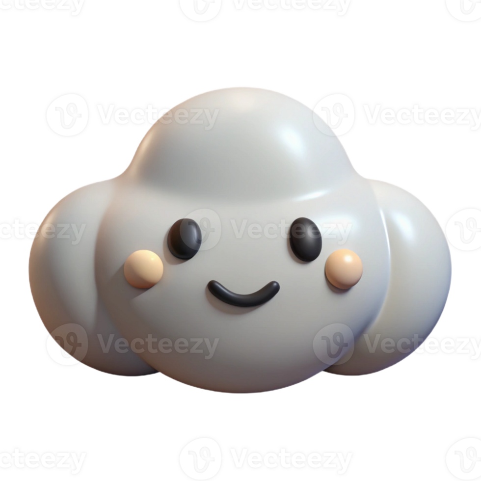 Elegant Notable Cloud Character With A Simple Smiling Face Single Weight Stroke Clean Lines