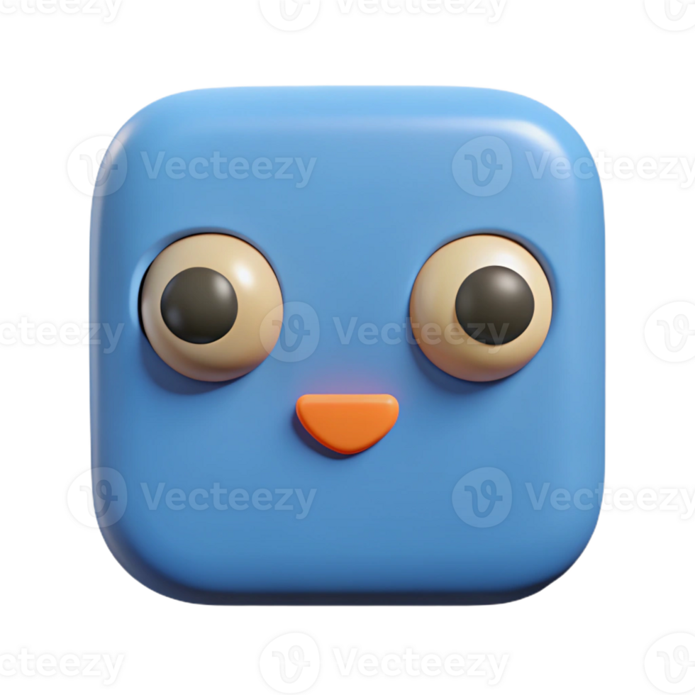 Fascinating Ethereal Abstract Square Character With Two Circular Eyes And A Simple Nose Clean