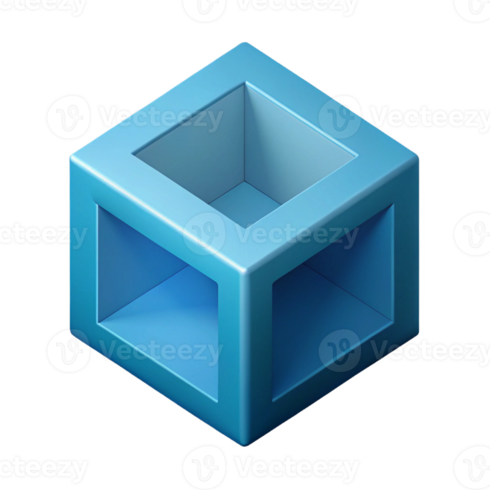 Bold Wonderful Geometric Cube In Isometric View Clean Lines Flat Cyan With Scalable Design