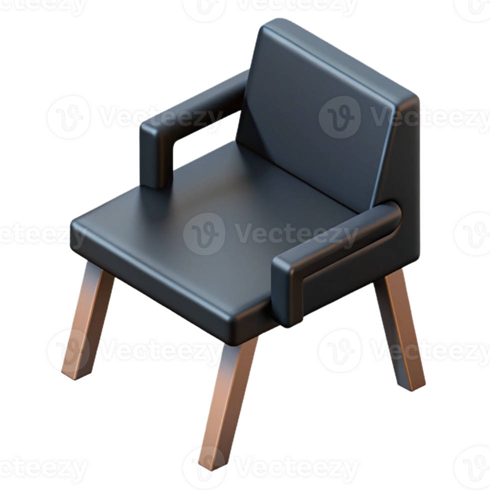 Gorgeous Reflective Surreal Flat Color Isometric Chair Crisp Edges Black With Scalable Design