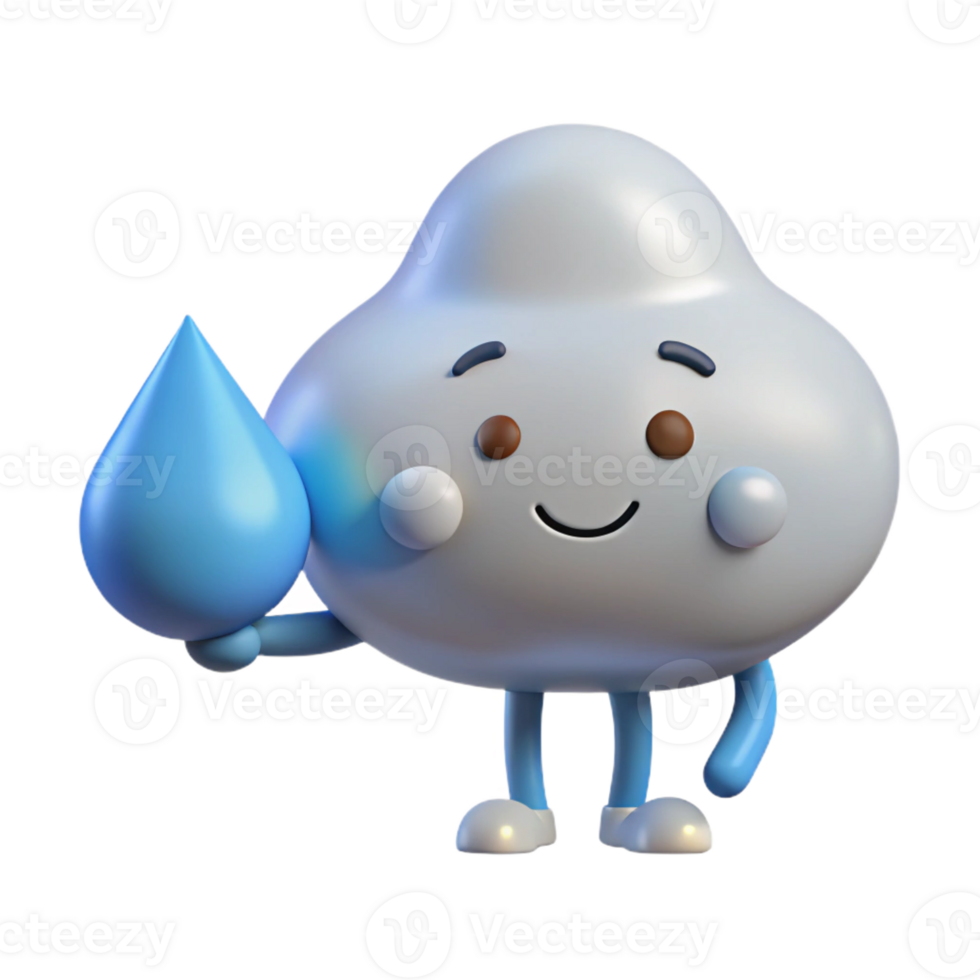 Standout Bohemian Cloud Character With A Single Raindrop Clean Lines Flat Color Minimal