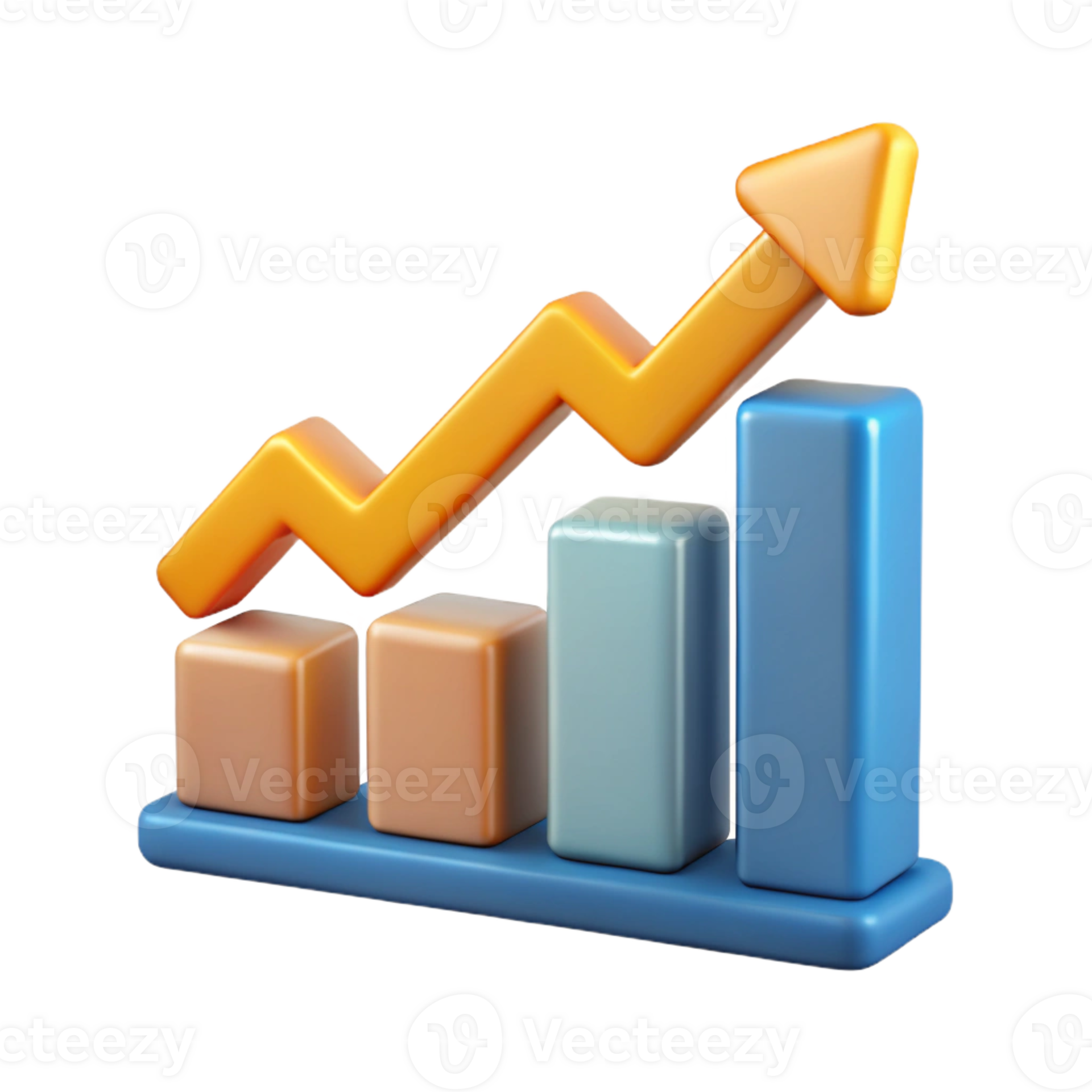 gorgeous artistic Upward trending arrow chart with three data points ...