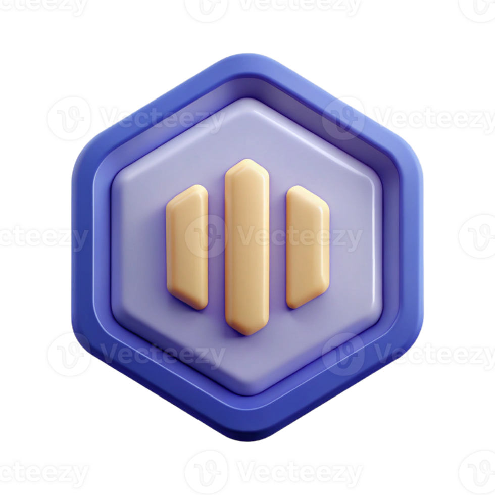 Inspired Industrial Hexagonal Badge With Three Vertical Lines Flat Color Symmetrical Minimal