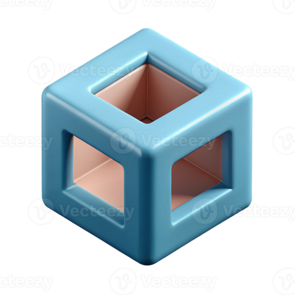 Immaculate Contemporary Isometric Cube With Cutouts Crisp Edges Minimal Design Single Weight