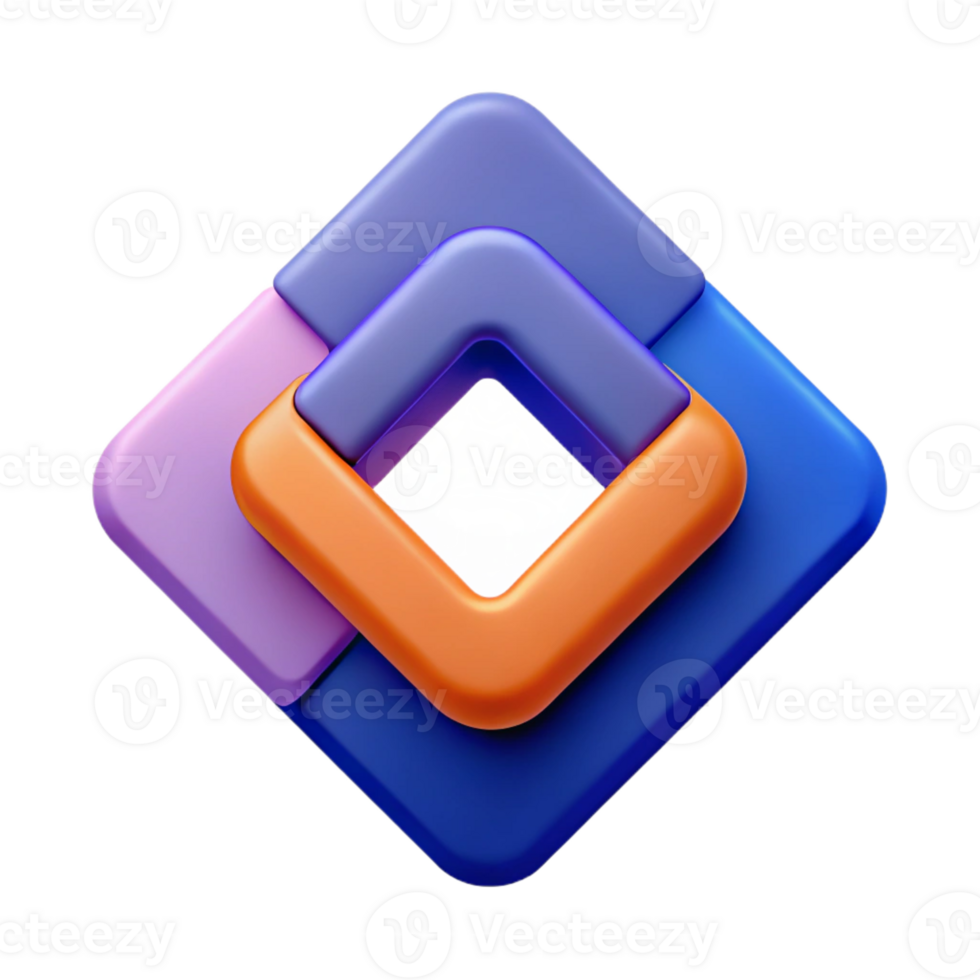 exemplary bohemian Abstract logo of two overlapping squares. Crisp edges, flat color, with ...