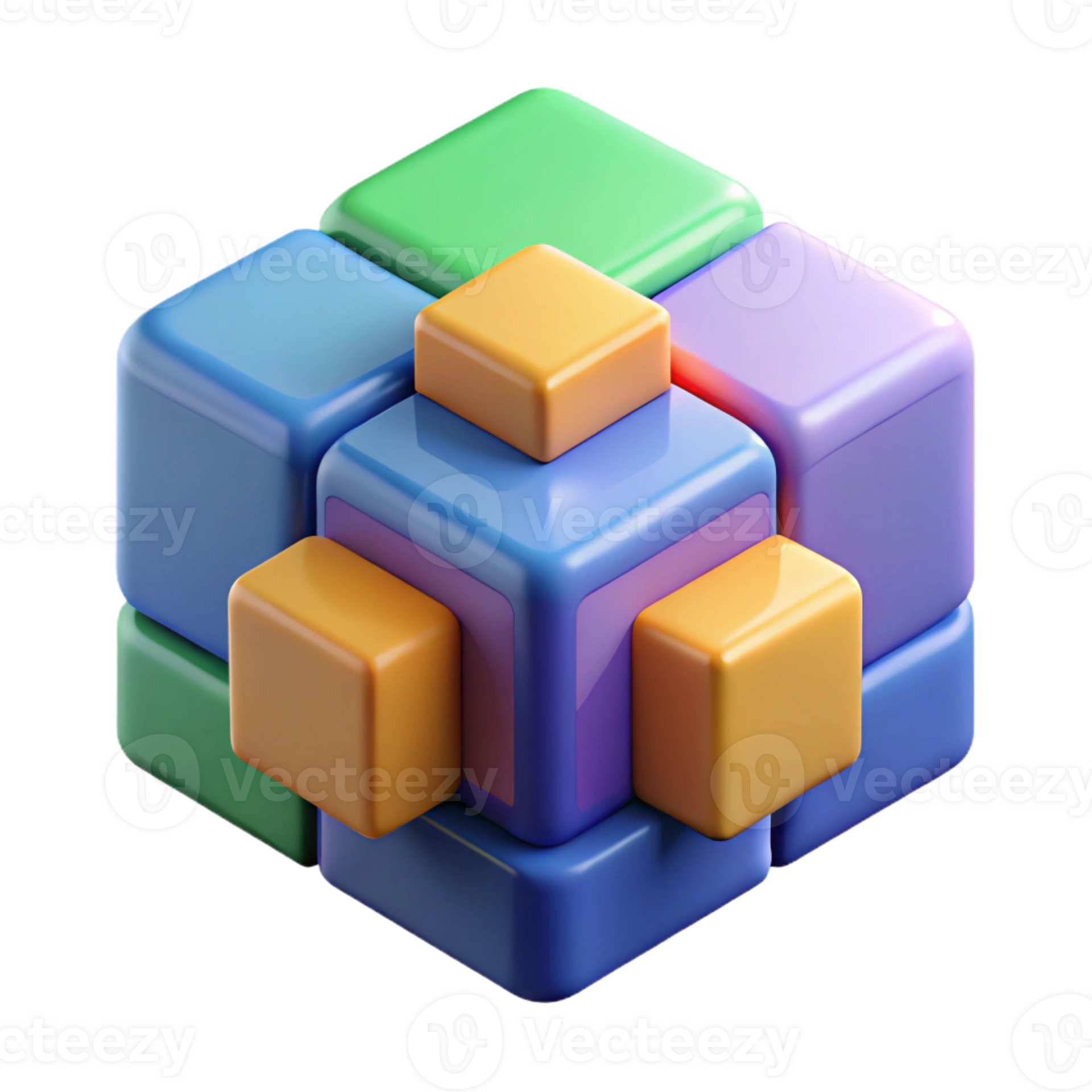 Intense Hypnotic Isometric Cube With Different Colored Faces Geometric Clean Lines With