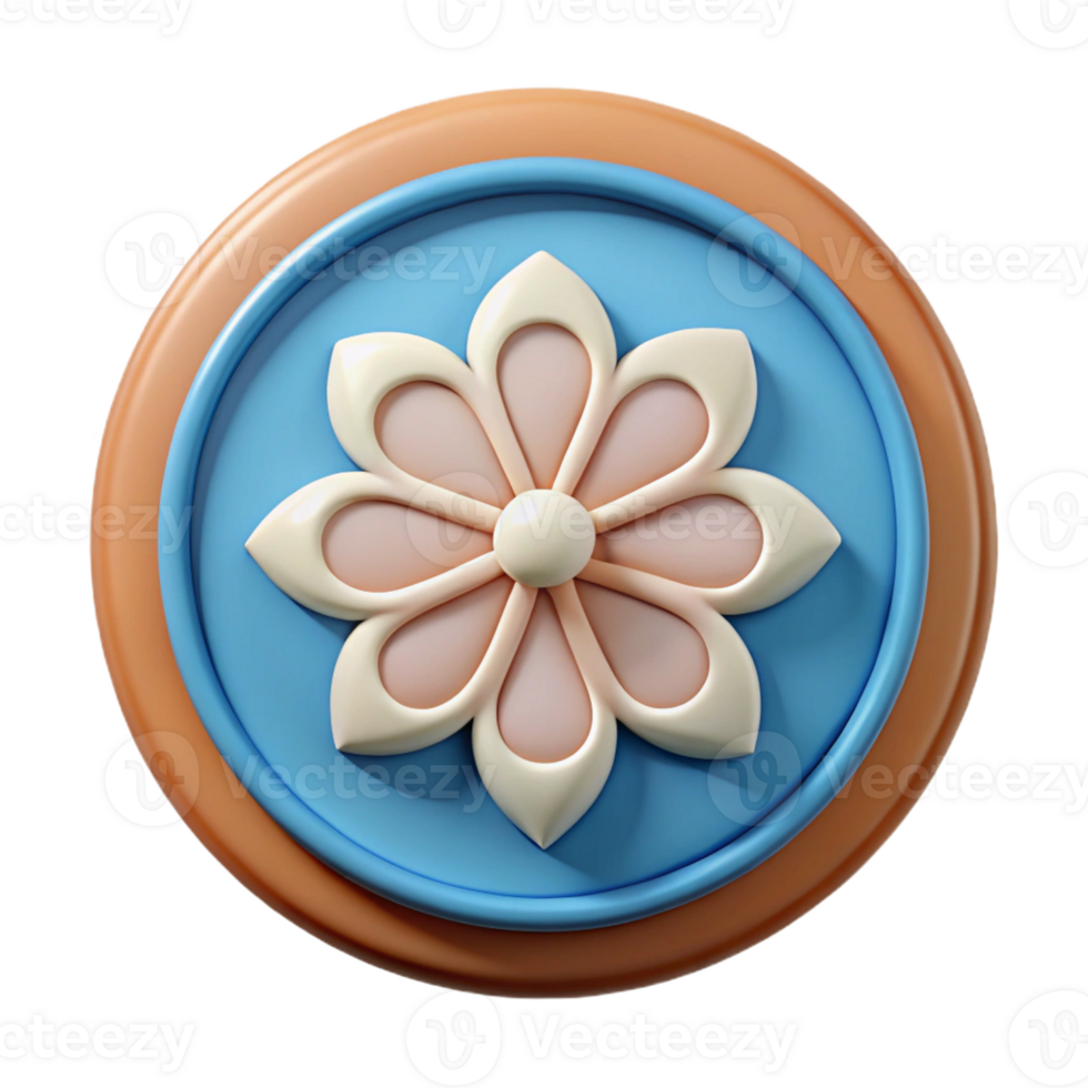 Extraordinary Memorable Circular Badge With A Stylized Flower Icon Symmetrical Scalable Clean