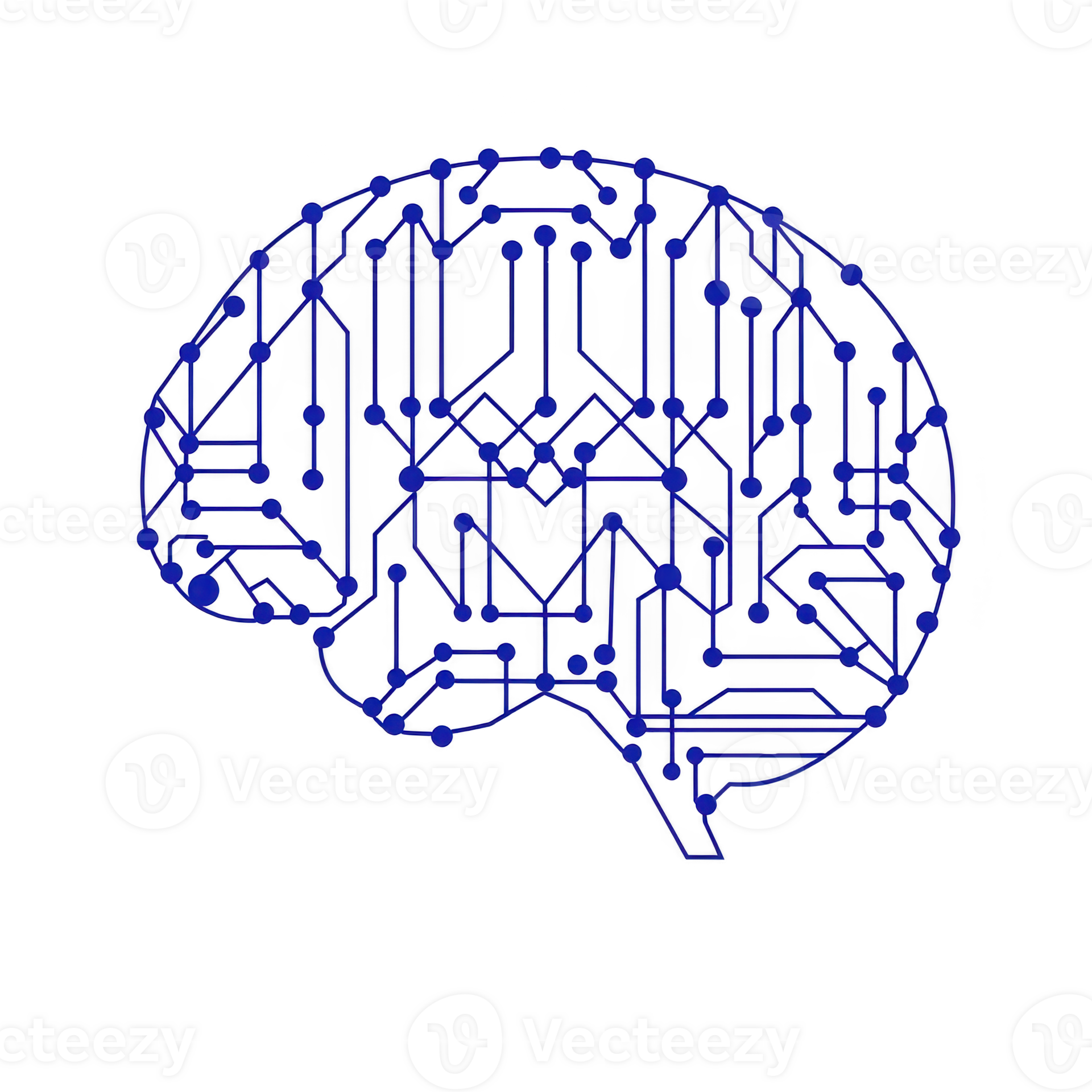 Digital Illustration Of Brain With Interconnected Circuits Symbolizes
