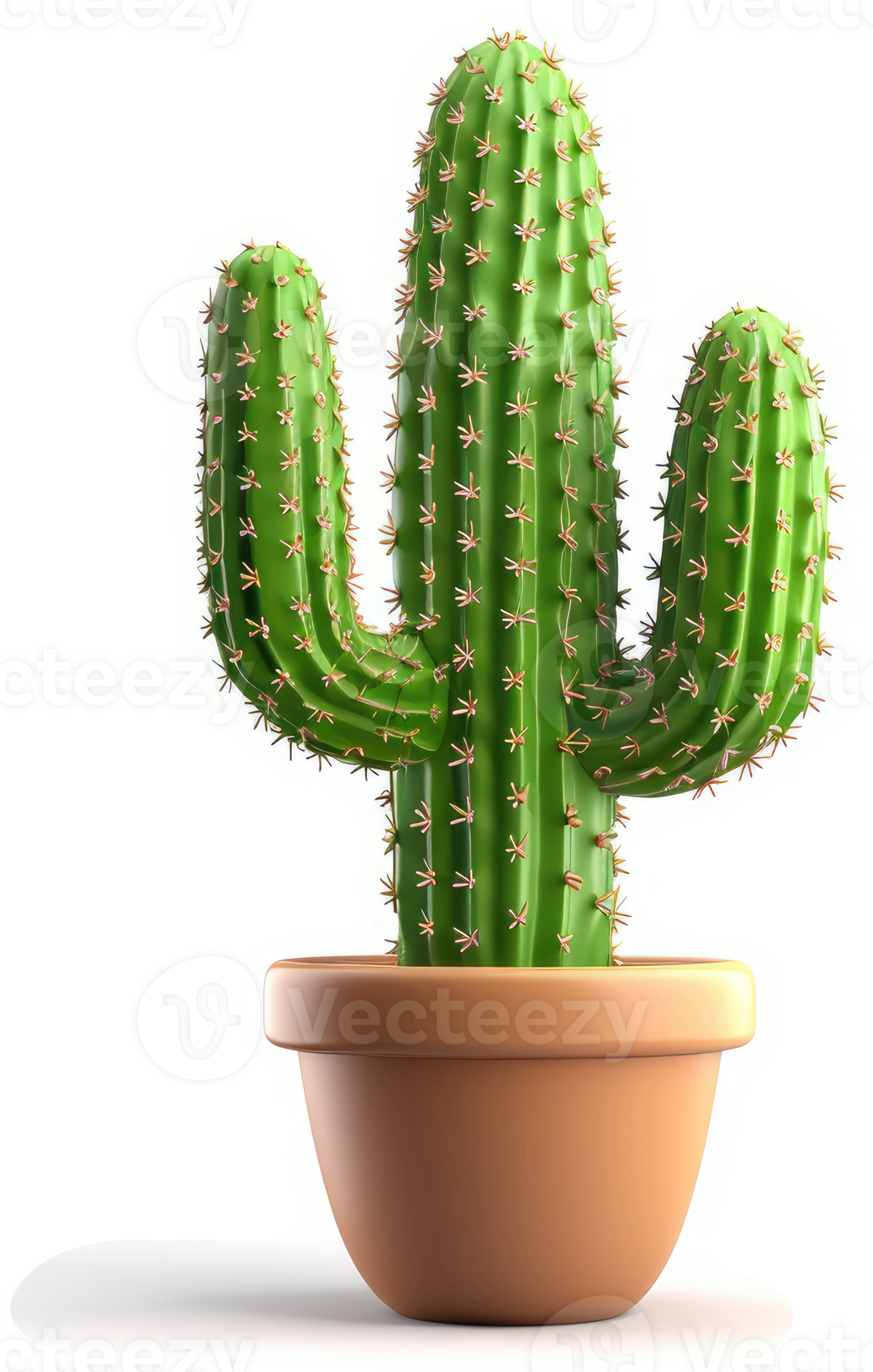 A vibrant, prickly cactus plant in a terracotta pot. 60693616 PNG