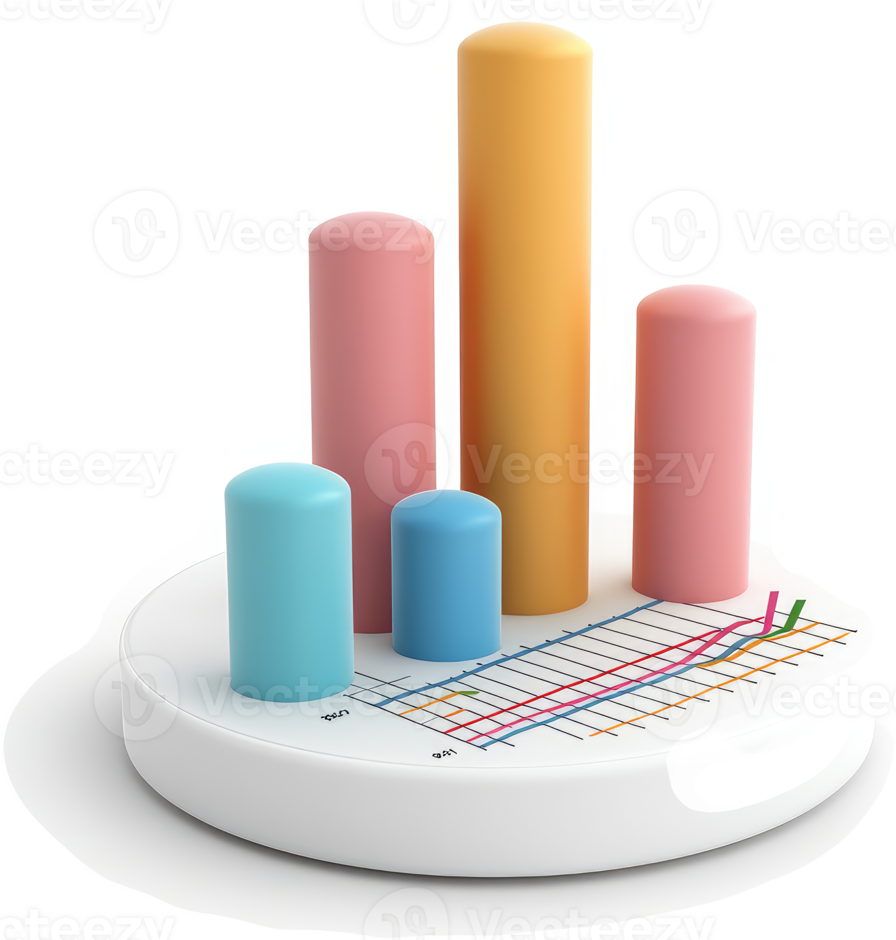 Multi-colored bar graph illustrating fluctuating data trends. 60726863 PNG