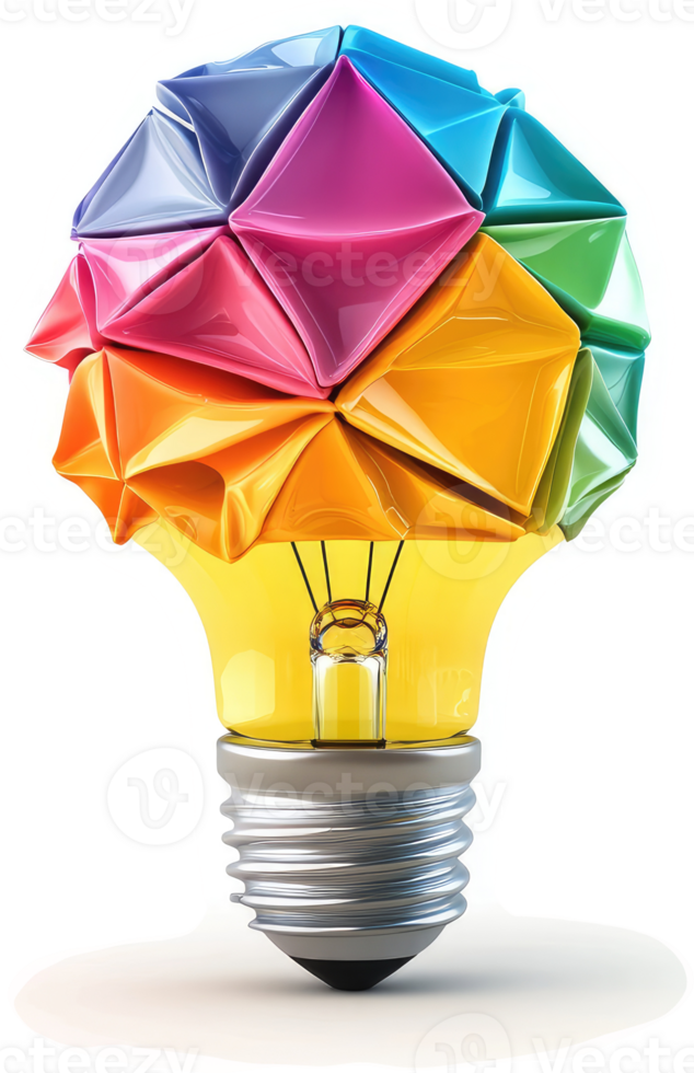 Colorful origami-style lightbulb symbolizes creative ideas. 60727903 PNG